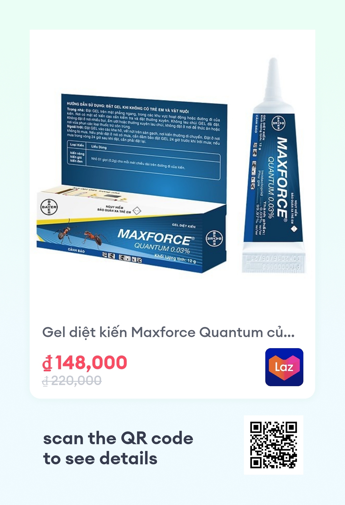 Gel diệt kiến Maxforce Quantum của Bayer - Chỉ 1 giọt diệt cả tổ kiến