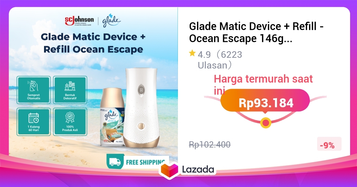 Glade Matic Device + Refill - Ocean Escape 146gr / 225mL Dengan ...