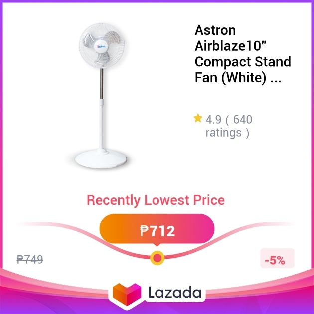 Astron Airblaze10" Compact Stand Fan (White) | Metal Blade | Small ...
