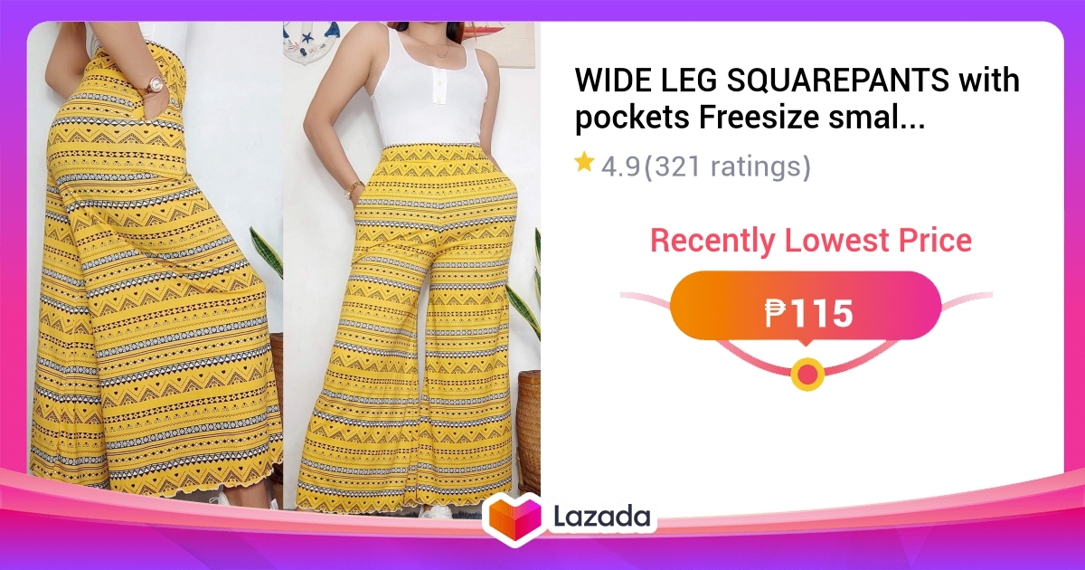 WIDE LEG SQUAREPANTS with pockets Freesize small to xl fit