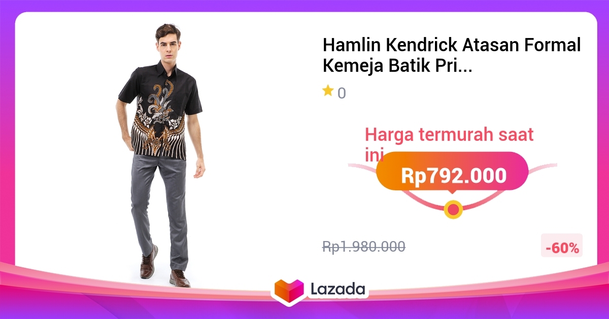 Hamlin Kendrick Atasan Formal Kemeja Batik Pria Motif Ayam Short Sleeve ...