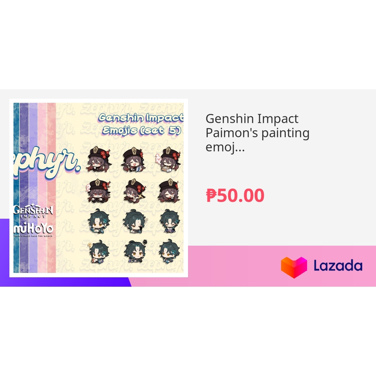 Genshin Impact Paimon's painting emoji sticker set 5 (Waterproof and ...