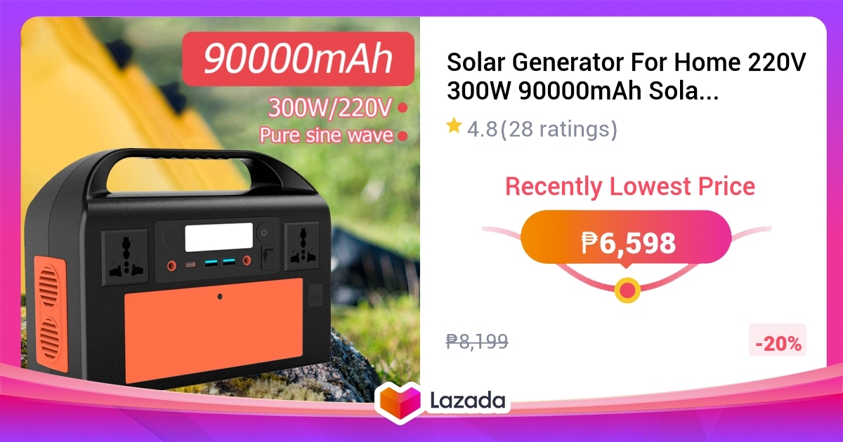 Solar Generator For Home 220V 300W 90000mAh Solar Generator Outdoor ...