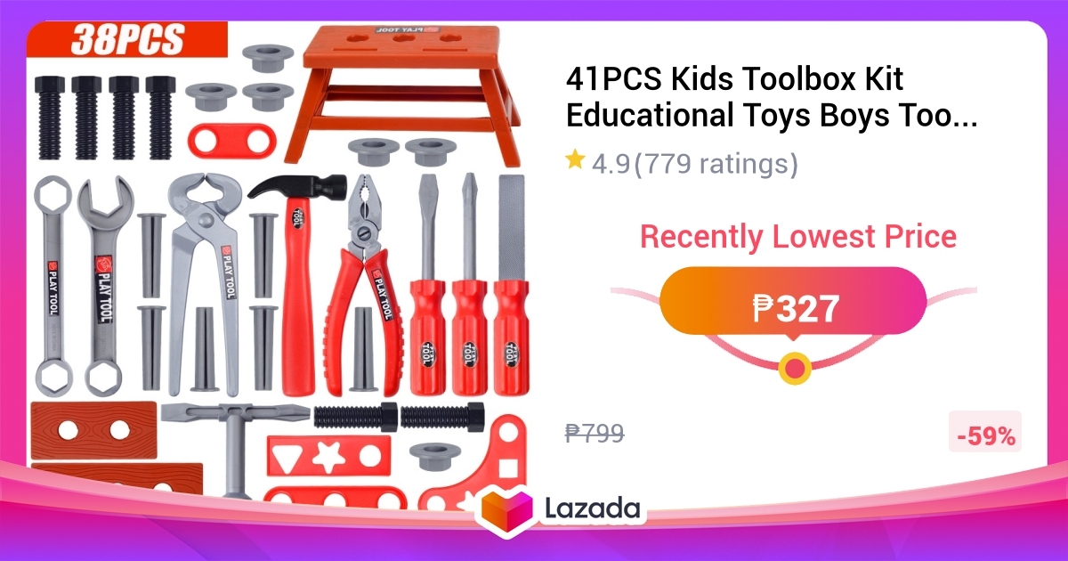 41PCS Kids Toolbox Kit Educational Toys Boys Tool Set Simulation ...