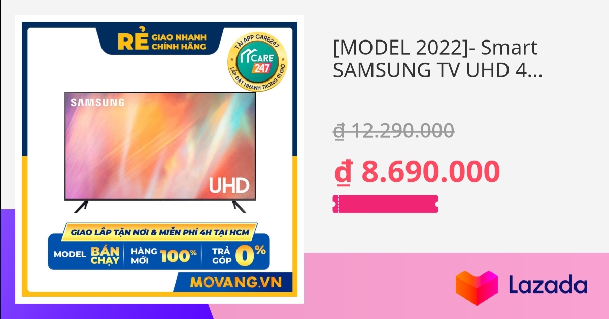 [MODEL 2022]- Smart SAMSUNG TV UHD 4K 55 inch UA55AU7002 (2022) - Kết ...