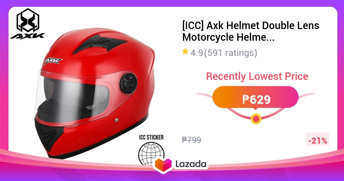 [ICC] Axk Helmet Double Lens Motorcycle Helmet Full Face Helmet With ...