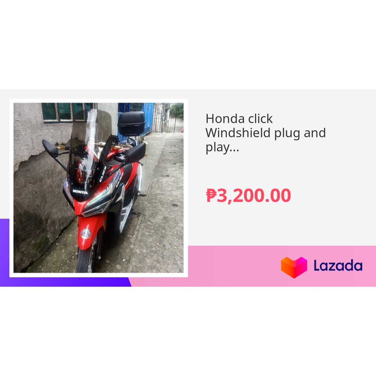 Honda click Windshield plug and play. Version 1 and 2