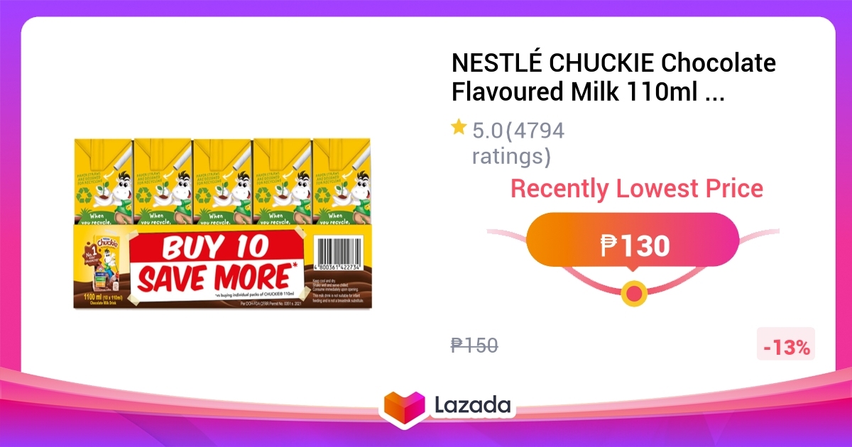 NESTLÉ CHUCKIE Chocolate Flavoured Milk 110ml - Pack of 10