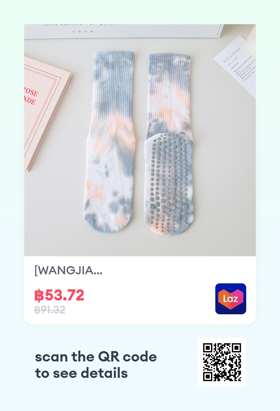 [WANGJIA] ผู้หญิงพิลาทิสโยคะโยคะถุงเท้า Tie Dye Grip ถุงเท้ากีฬาโยคะถุงเท้า Anti SLIP พิลาทิส