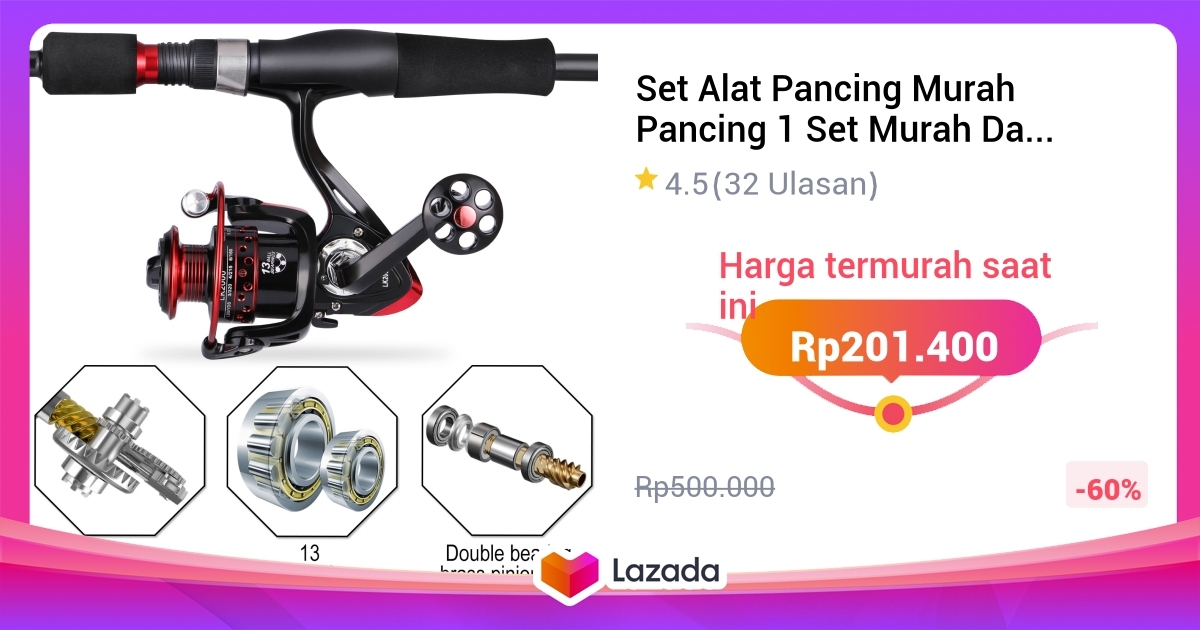 Set Alat Pancing Murah Pancing 1 Set Murah Dan Kuat 1.8m 2 Bagian ...