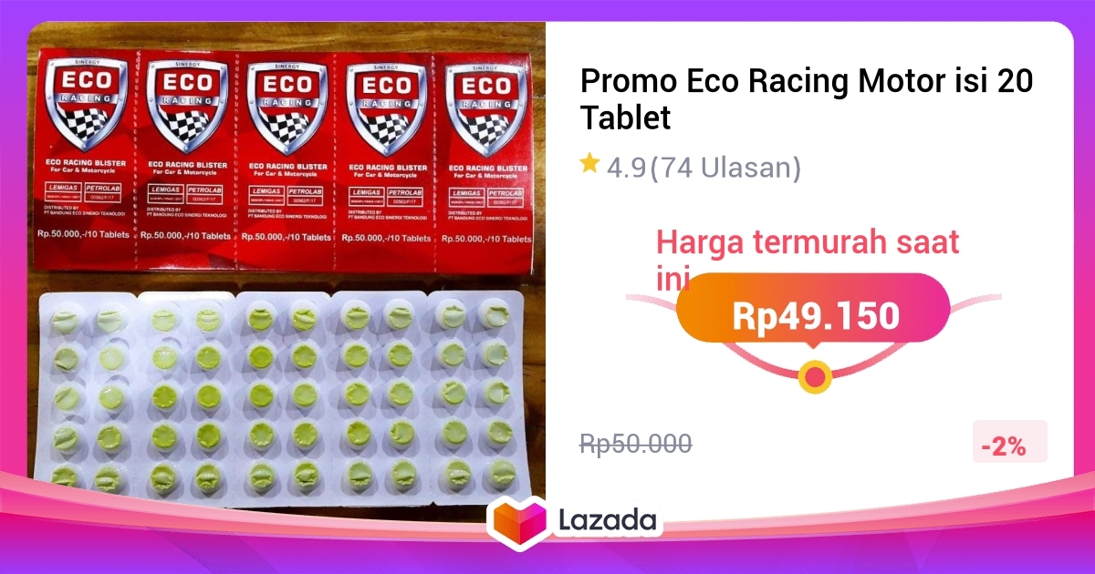 Promo Eco Racing Motor isi 20 Tablet