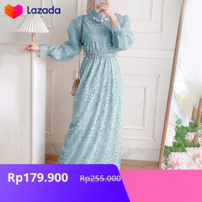 MJ maxy Mouren gamis long dress bahan brokat lapis moscrepe LD100cm ...
