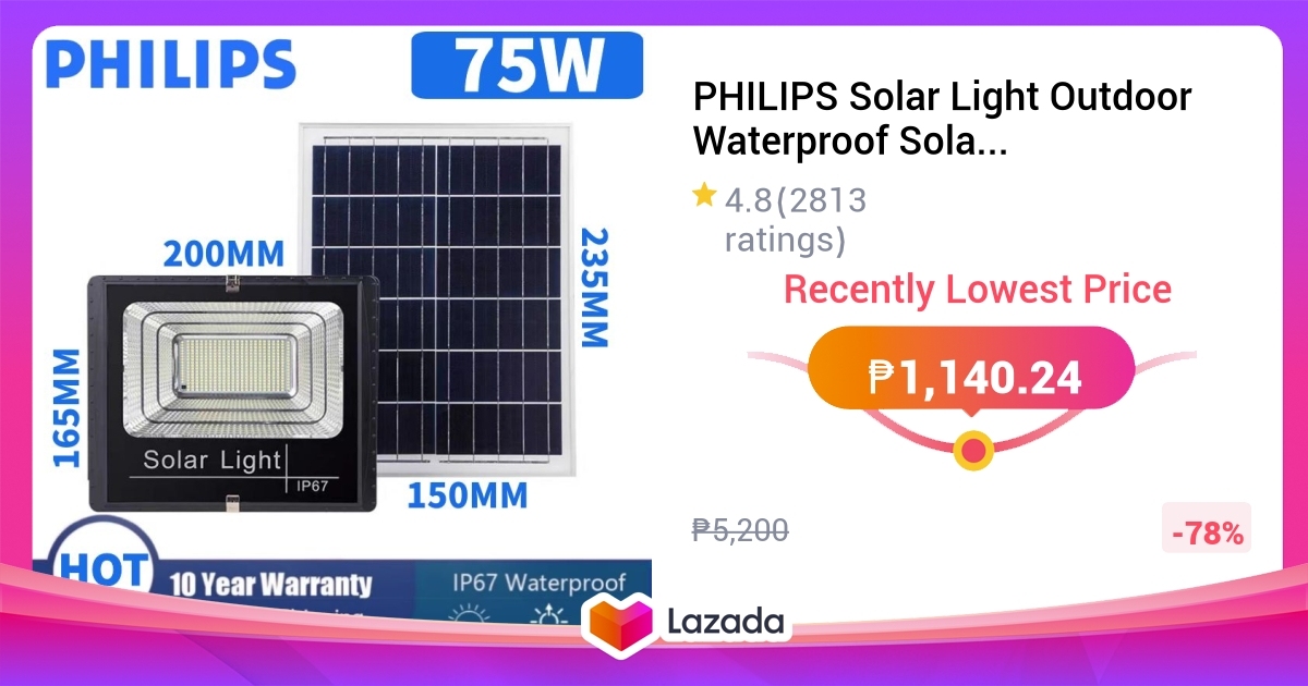 PHILIPS Solar Light Outdoor Waterproof Solar Lights 9500 Lumens 1000W ...