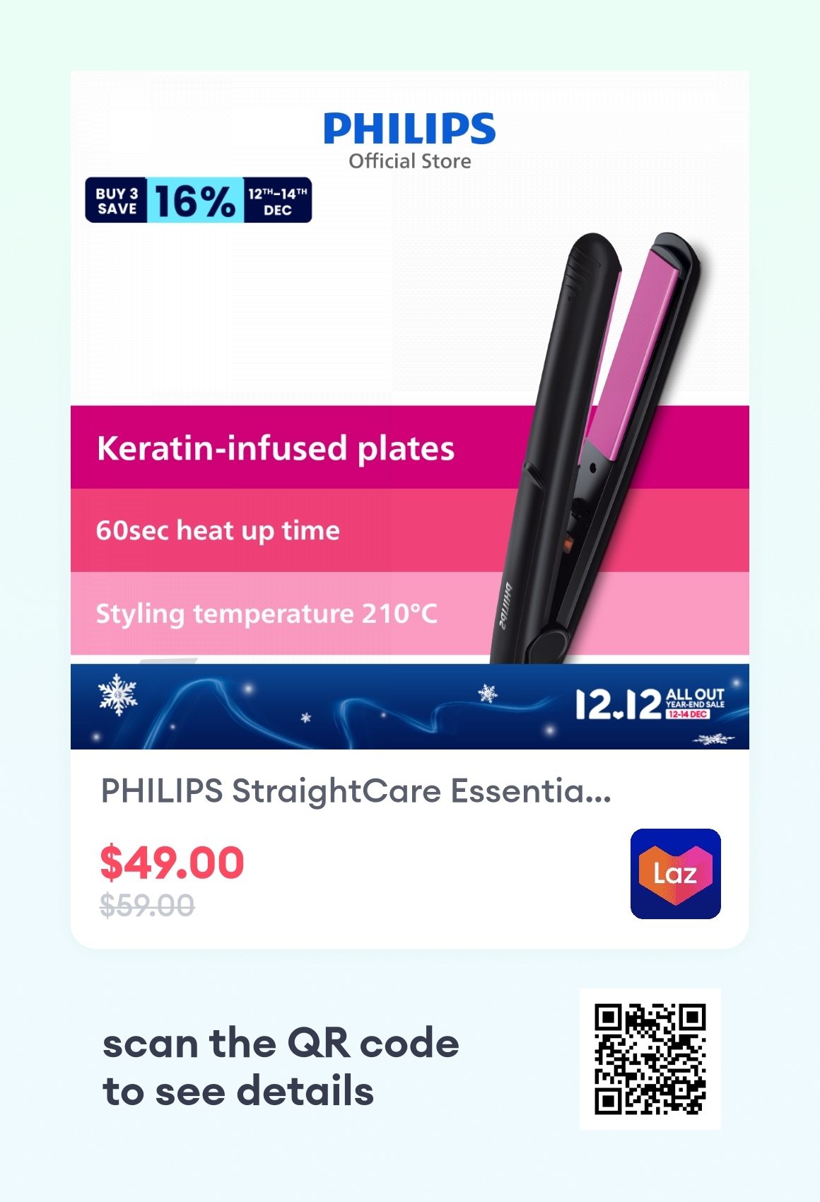 PHILIPS StraightCare Essential Straightener - HP8401/00