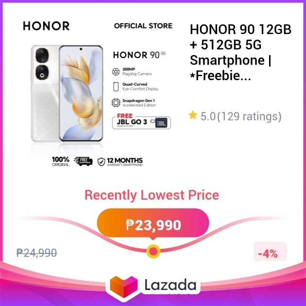 HONOR 90 12GB + 512GB 5G Smartphone | *Freebies Until Supplies Last