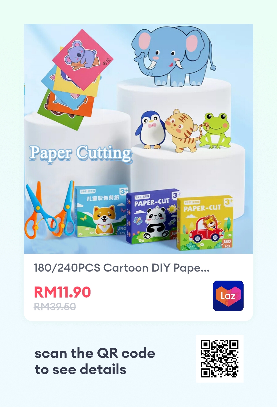 180/240PCS Cartoon DIY Paper Cutting Toys with Scissor Kids Sensory Toy ...