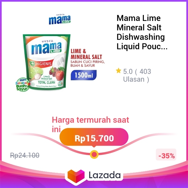 Mama Lime Mineral Salt Dishwashing Liquid Pouch 1600 ml
