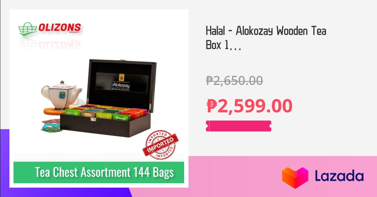 Halal - Alokozay Wooden Tea Box 12 Compartments with 144 Assorted Tea ...