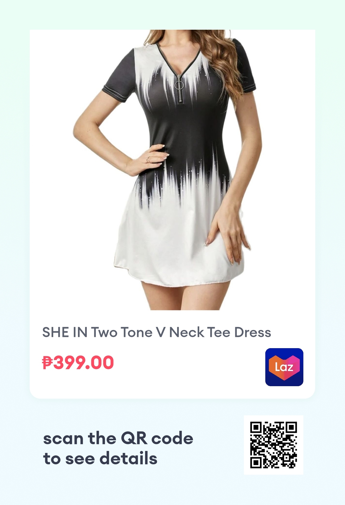 SHE IN Two Tone V Neck Tee Dress