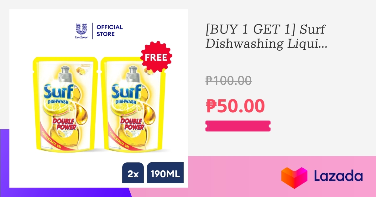 [BUY 1 GET 1] Surf Dishwashing Liquid Lemon Pouch 190ML