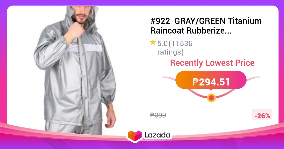 #922 GRAY/GREEN Titanium Raincoat Rubberized Makapal Kapote Popular ...