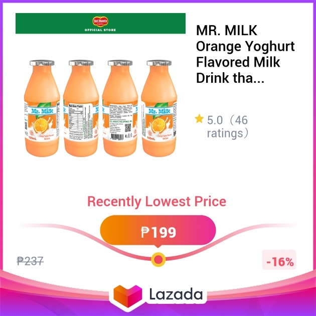 MR. MILK Orange Yoghurt Flavored Milk Drink that Kids Love - 100ml x 18