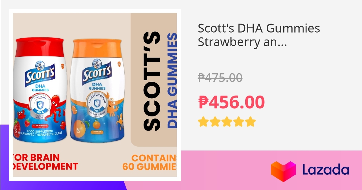 Scott's DHA Gummies Strawberry and Orange Flavor 60 gummies
