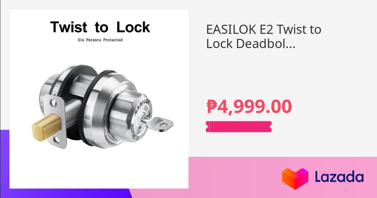EASILOK E2 Twist to Lock Deadbolt casting of 304 Stainless Steel - with ...