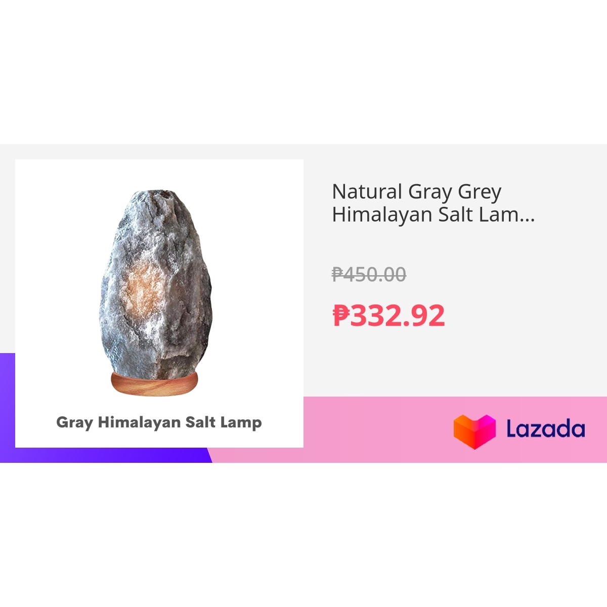 Natural Gray Grey Himalayan Salt Lamp Crystal Rock Hand Crafted Medium ...