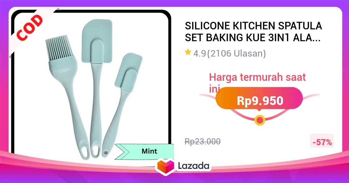 SILICONE KITCHEN SPATULA SET BAKING KUE 3IN1 ALAT SPATULA BUAT KUE DAN KUAS