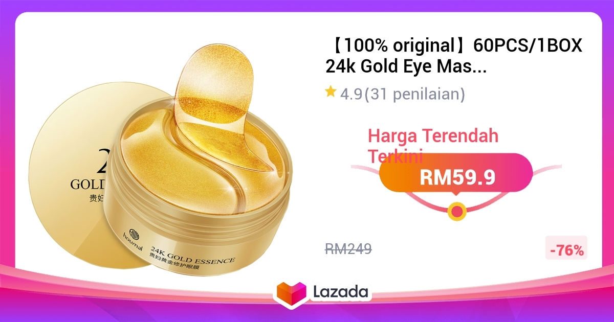 【100% original】60PCS/1BOX 24k Gold Eye Mask Removes Eye Bags, Repairs ...