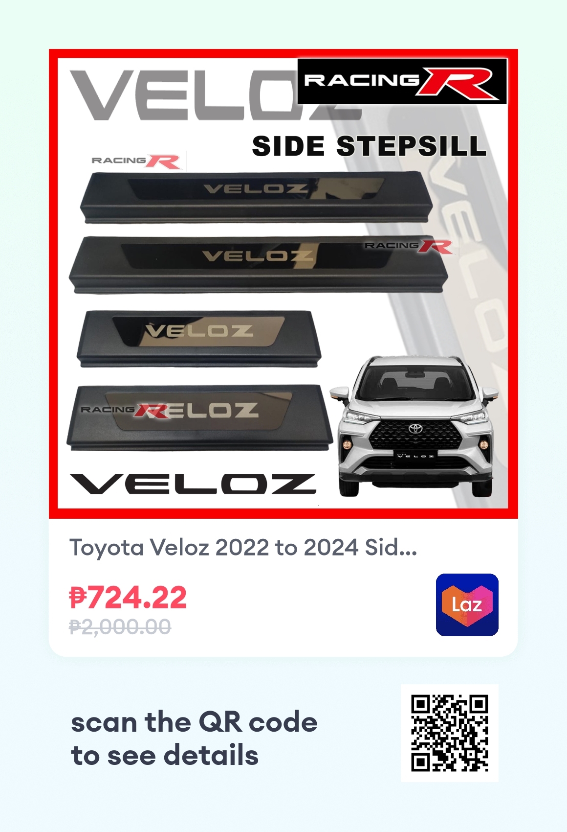 Toyota Veloz 2022 to 2024 Side Stepsill / Step sill ( Car Accessories )