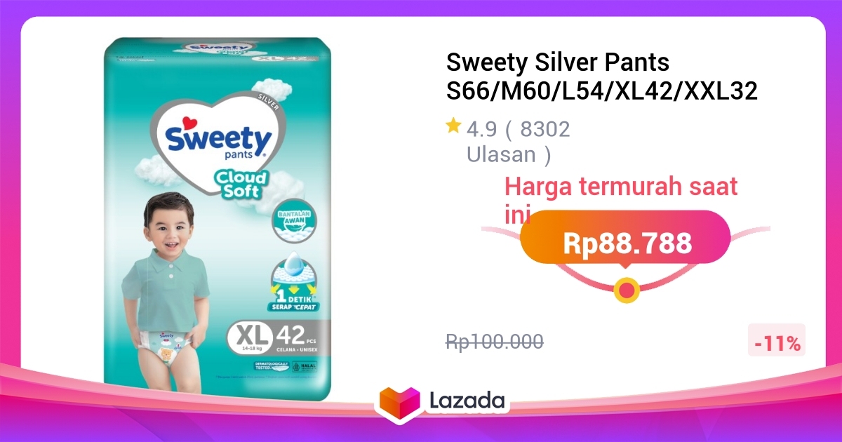 Sweety Silver Pants S66/M60/L54/XL42/XXL32