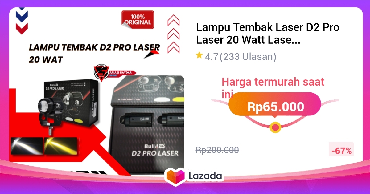 Lampu Tembak Laser D2 Pro Laser 20 Watt Laser Output merk BULLAES