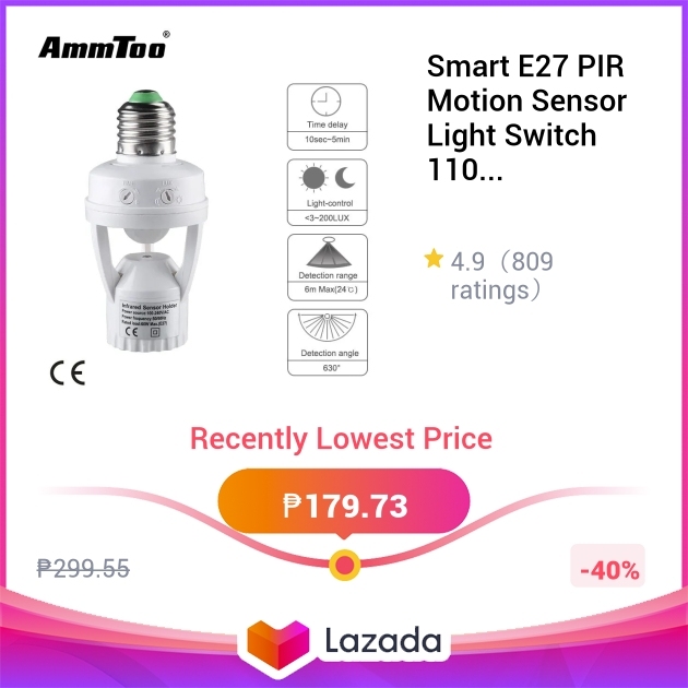 Smart E27 PIR Motion Sensor Light Switch 110V 220V Detector Base Lamp ...