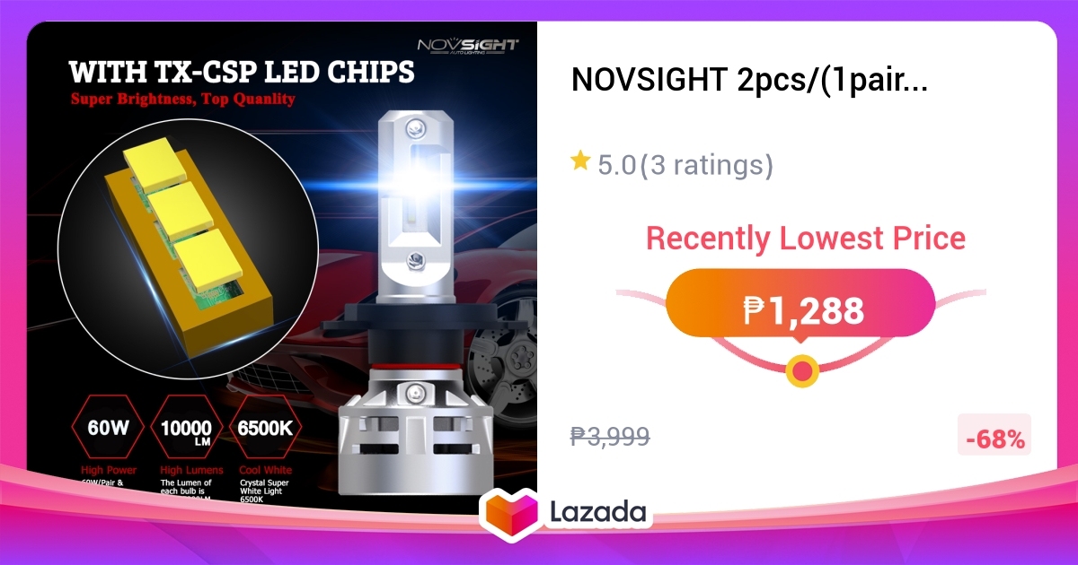 NOVSIGHT 2pcs/(1pair) A386-N9-H4/H11(H8/H9)/HB3(9005)/HB4(9006 ...