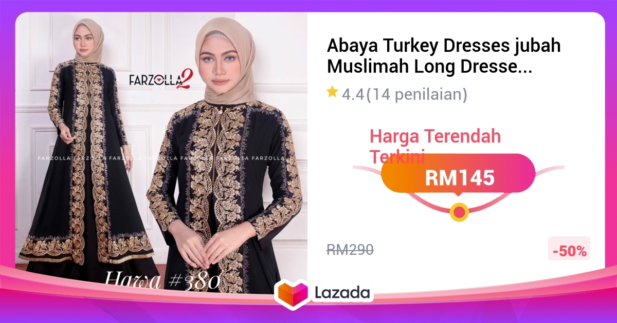 Abaya Turkey Dresses jubah Muslimah Long Dresses Hari Raya Hijabs ...