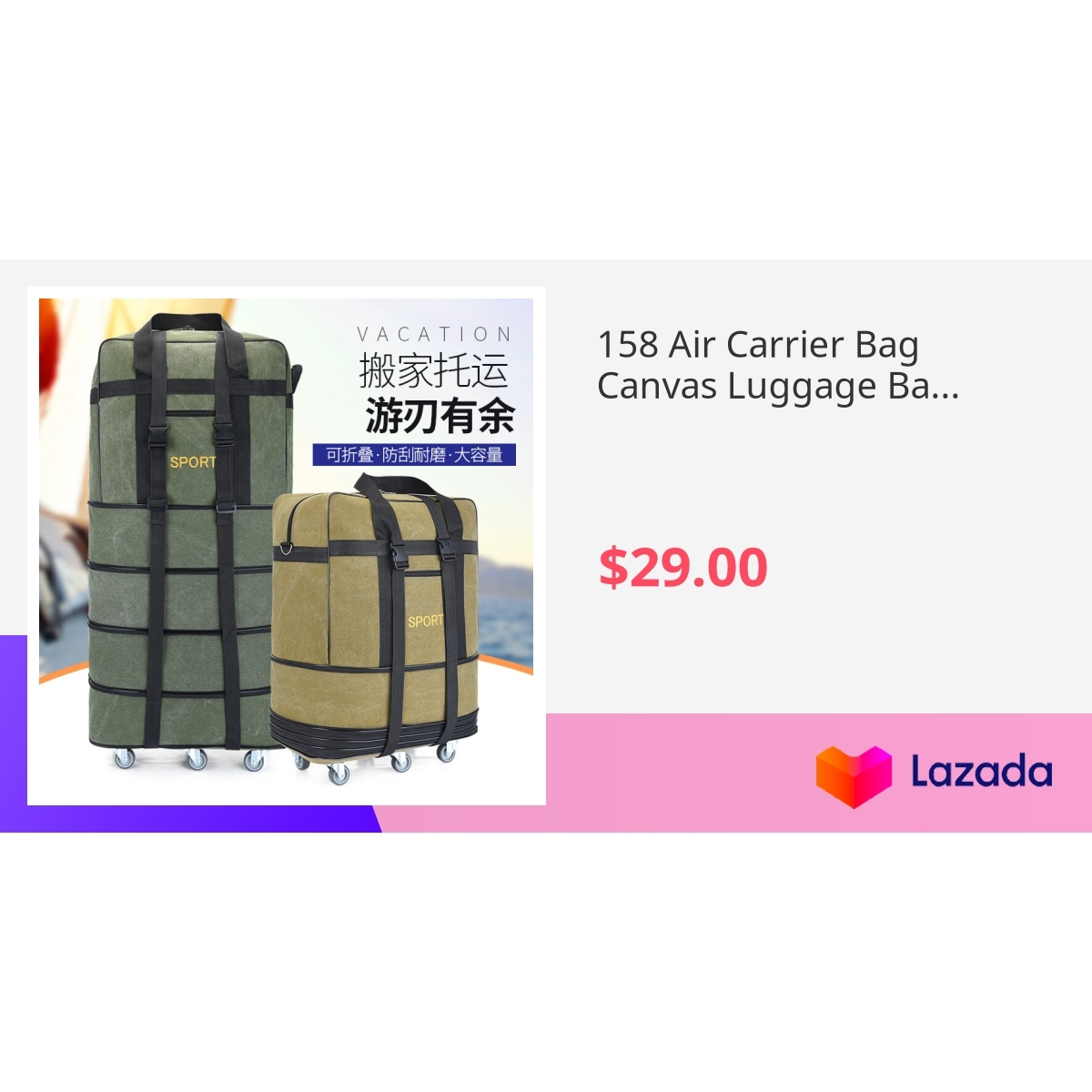 158 Air Carrier Bag Canvas Luggage Bag Large Capacity Moving Travel Bag ...