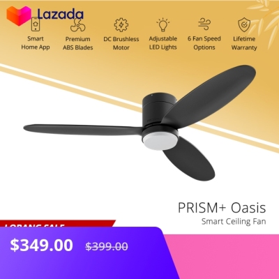 PRISM+ Oasis Ceiling Fan | 3 Blades | Integrated Dimmable Lights | 6 ...
