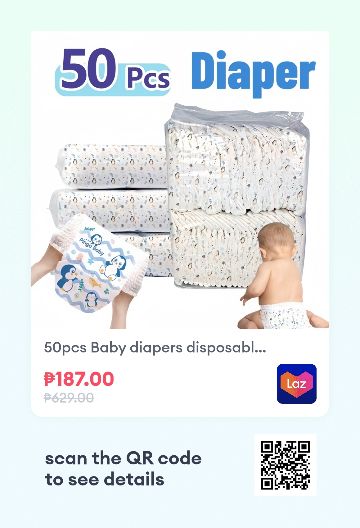 50pcs Baby diapers disposable Ultra-thin unisex breathable M L XL XXL ...