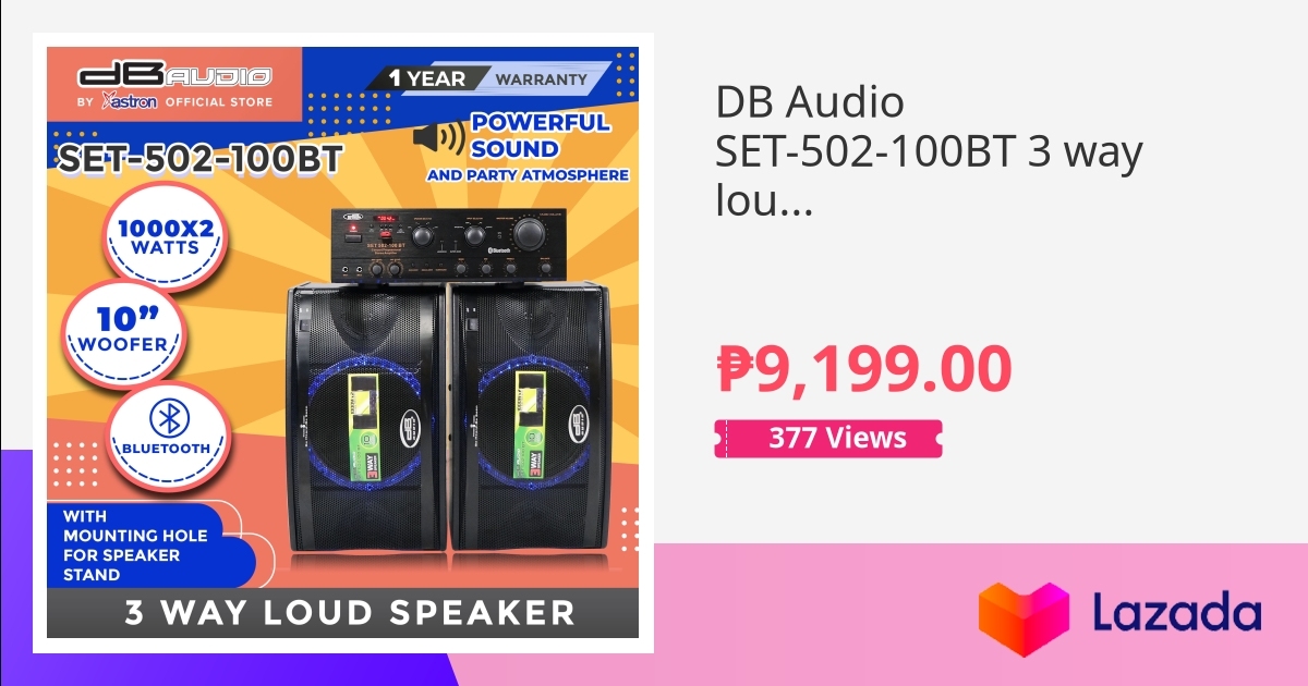 DB Audio SET-502-100BT 3 way loud speaker with amplifier | 1000 x 2 ...