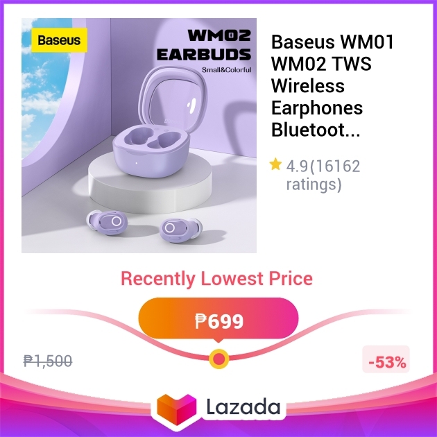 Baseus WM01 WM02 TWS Wireless Earphones Bluetooth 5.3 Earpbuds Smart ...