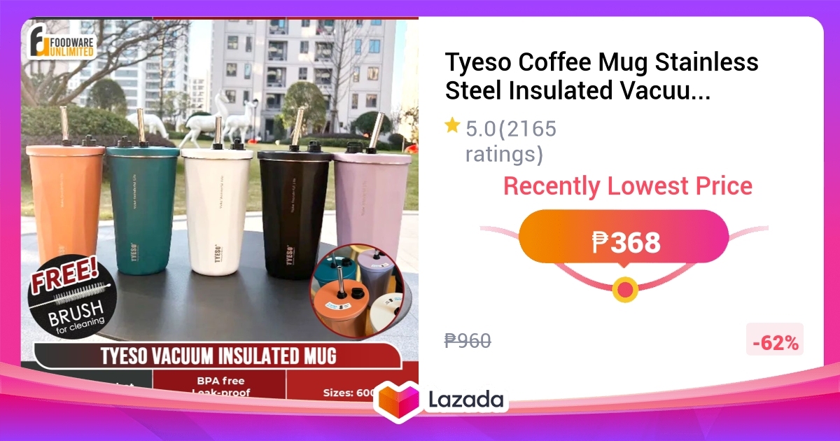 Tyeso Coffee Mug Stainless Steel Insulated Vacuum Tumbler with Straw ...