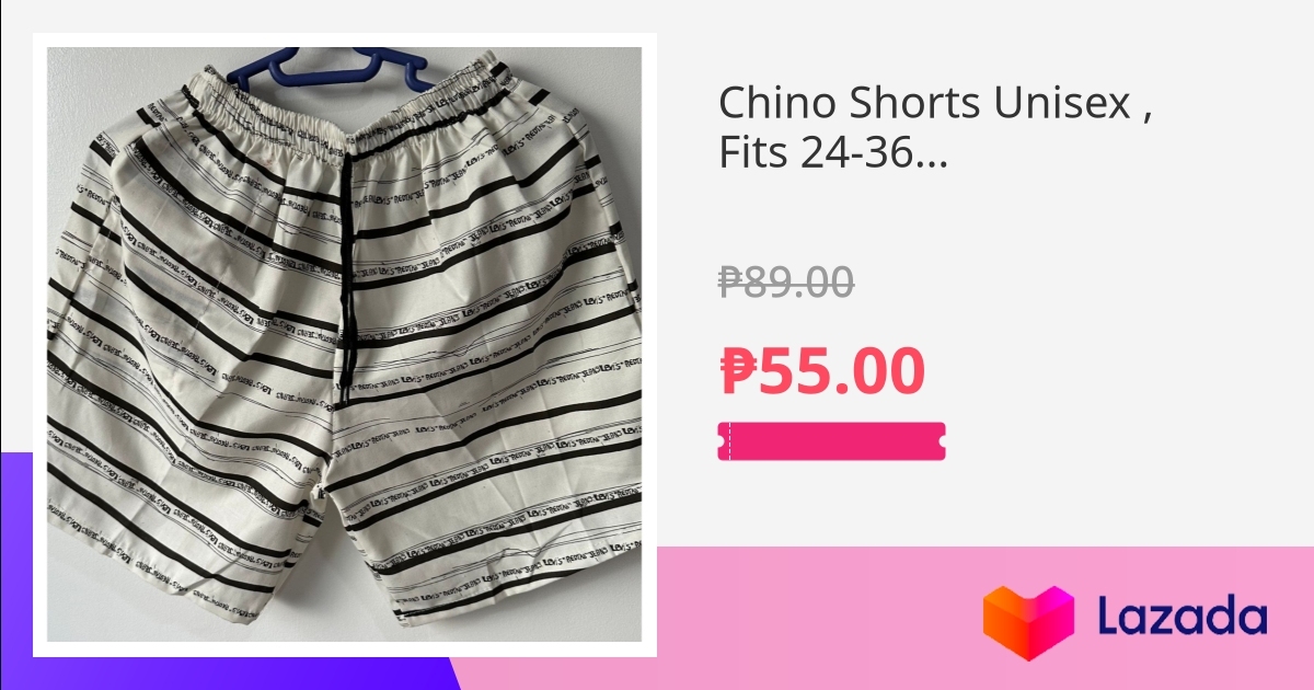 Chino Shorts Unisex , Fits 24-36, Garterized waistline with drawstring ...