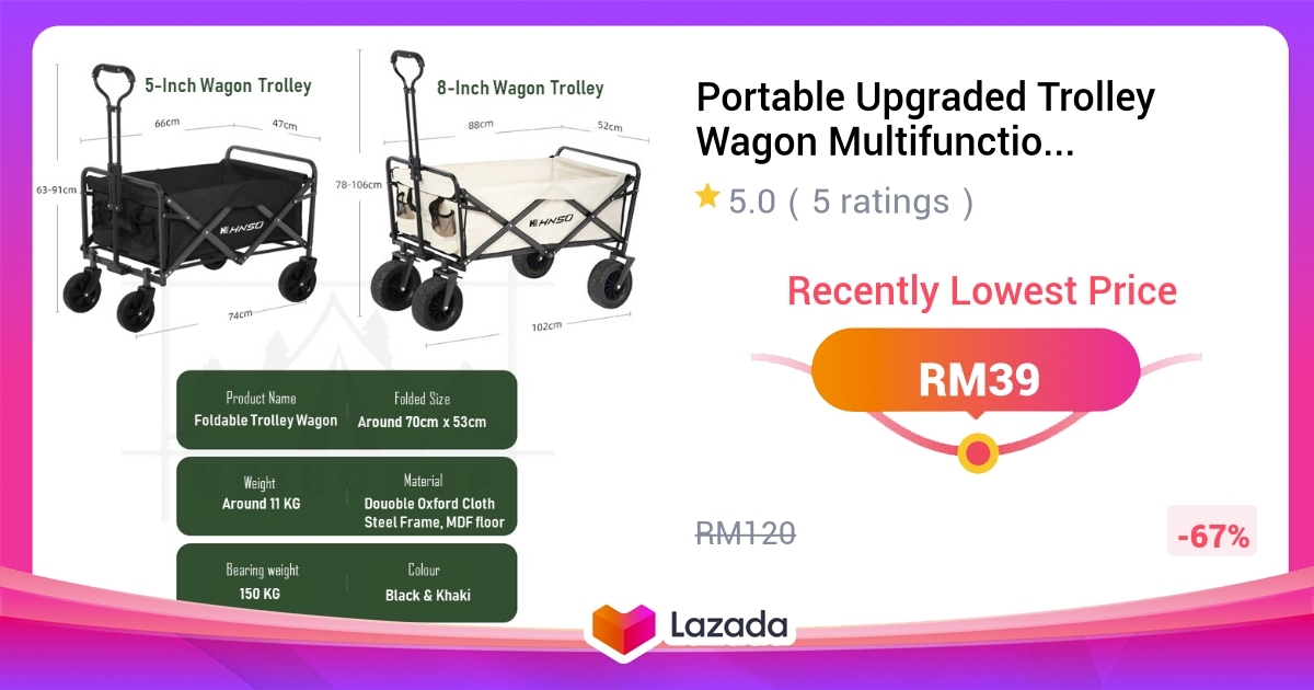 Portable Upgraded Trolley Wagon Multifunction Foldable Troli Barang For ...