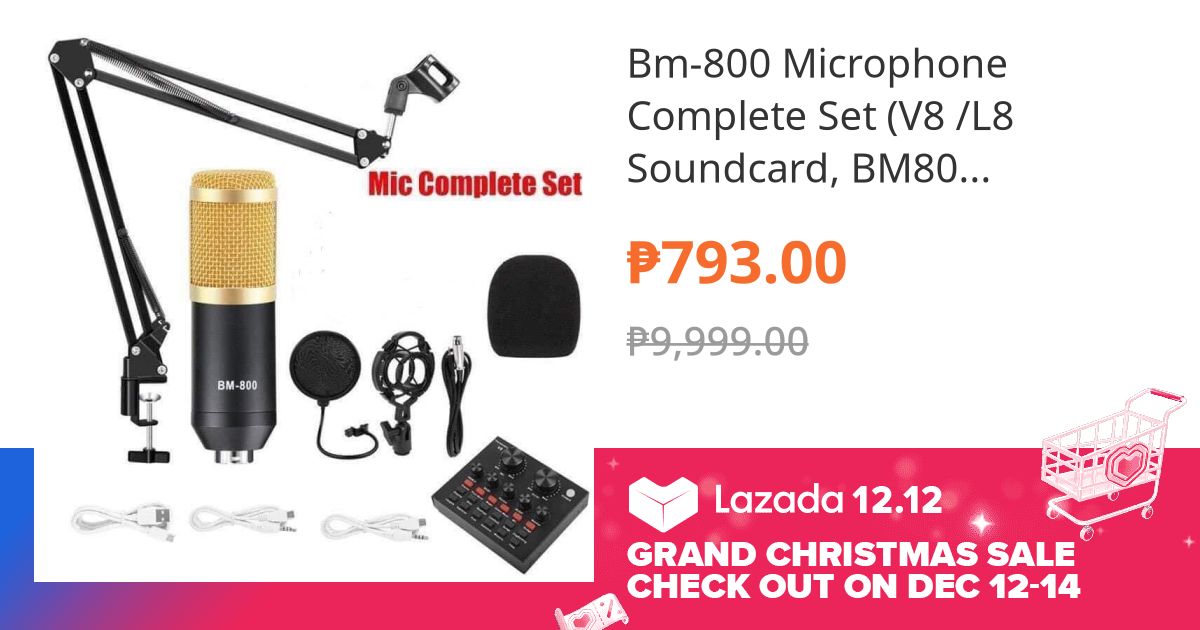 Bm-800 Microphone Complete Set (V8 /L8 Soundcard, BM800 Microphone ...