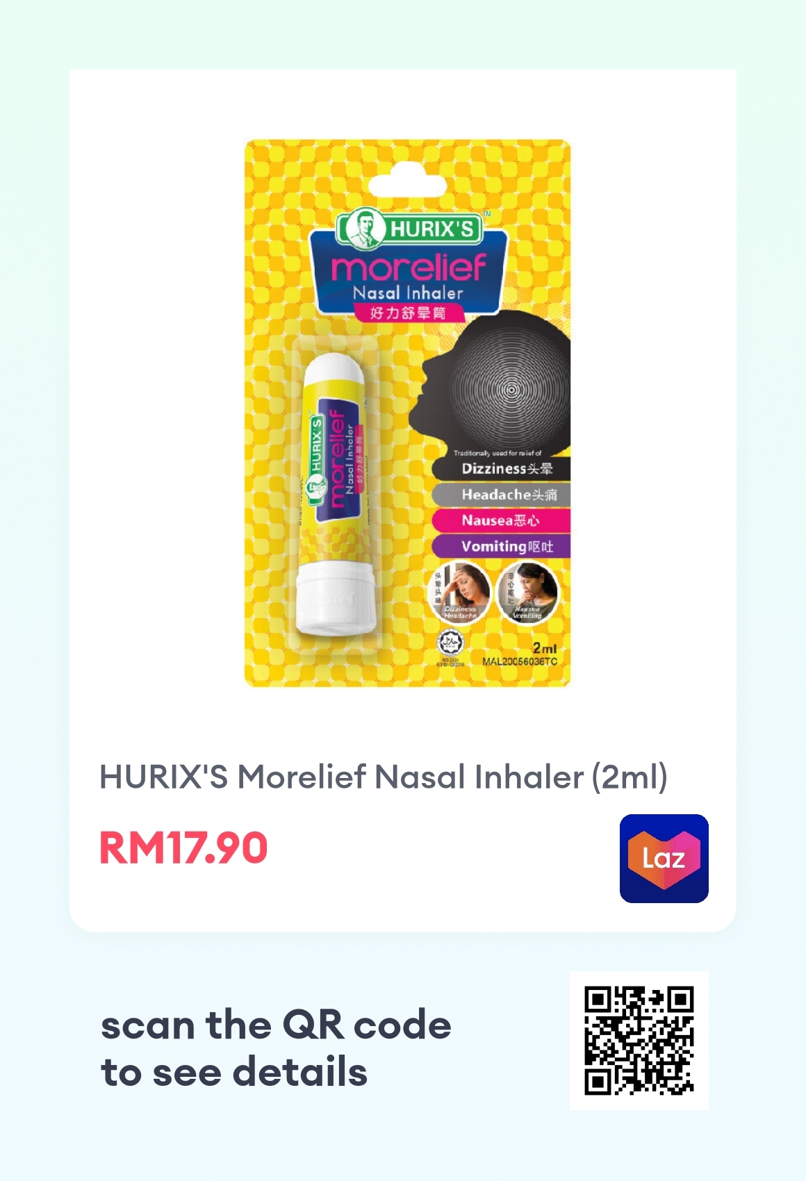 HURIX'S Morelief Nasal Inhaler (2ml)