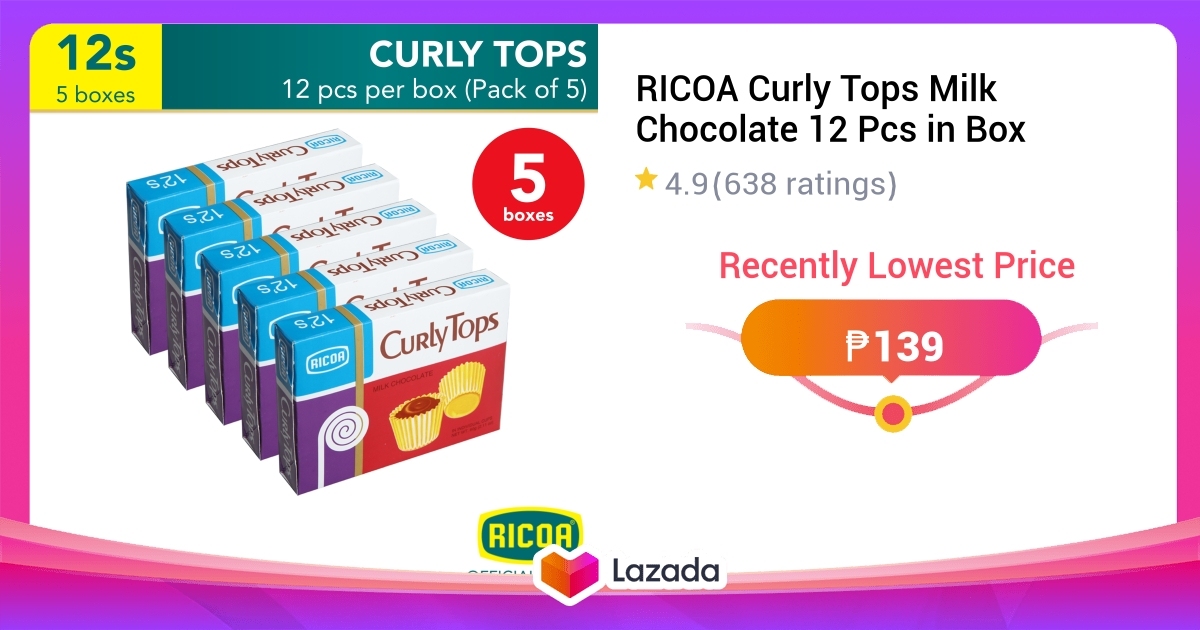 RICOA Curly Tops Milk Chocolate 12 Pcs in Box