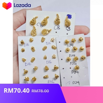 Wing Sing Gold 1PCS Full Gold Nose Stud / Mukuthi / Subang Hidung