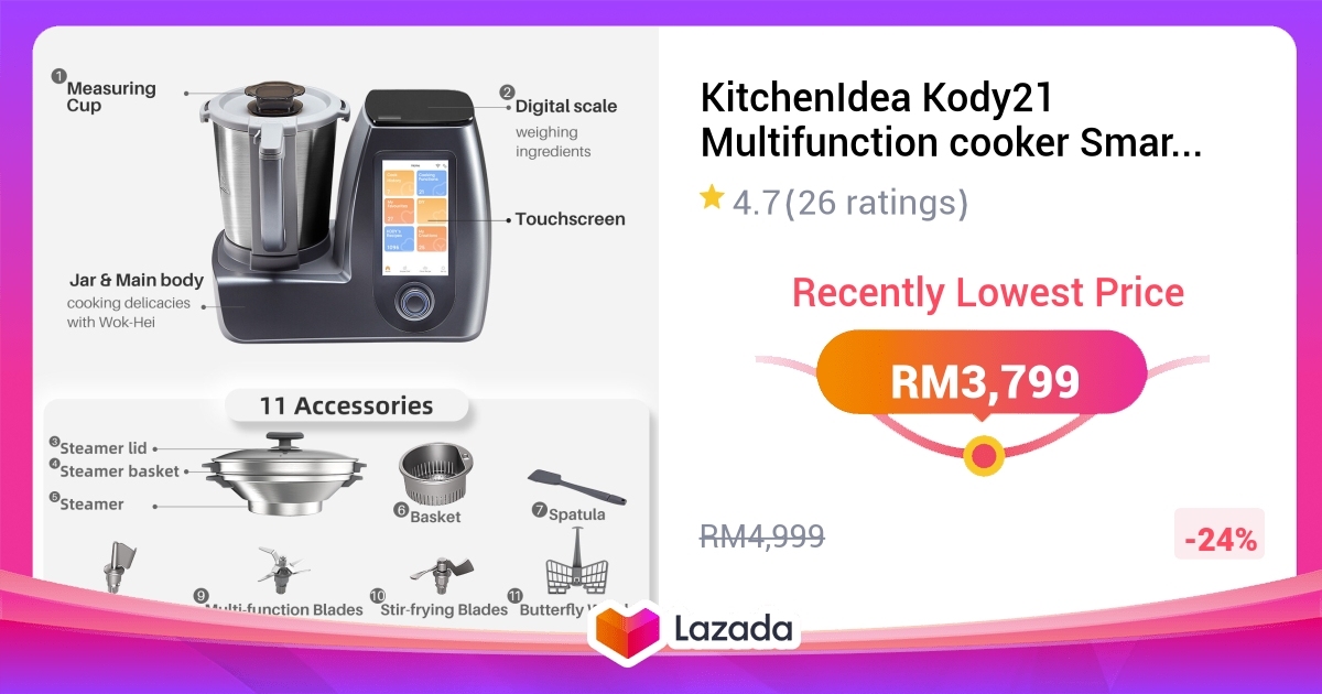 KitchenIdea Kody21 Multifunction cooker Smart Food Processors with 20 ...